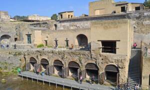 Ercolano. Bad weather in an ancient city. Water regulation