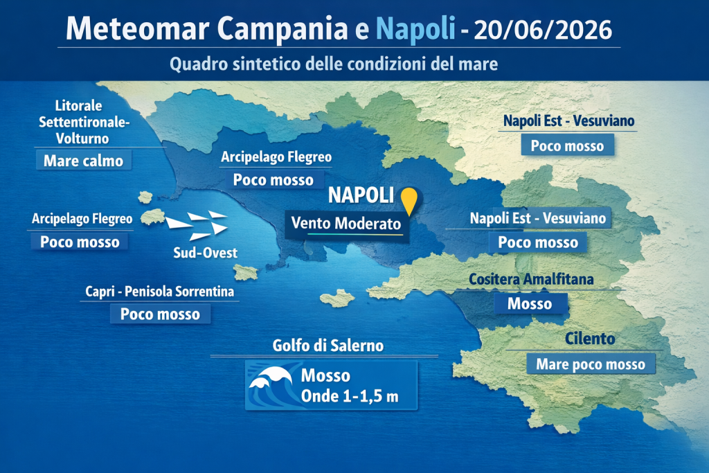 Meteomar Naples and Campania, forecast for today 20/06/2026: calm seas ...